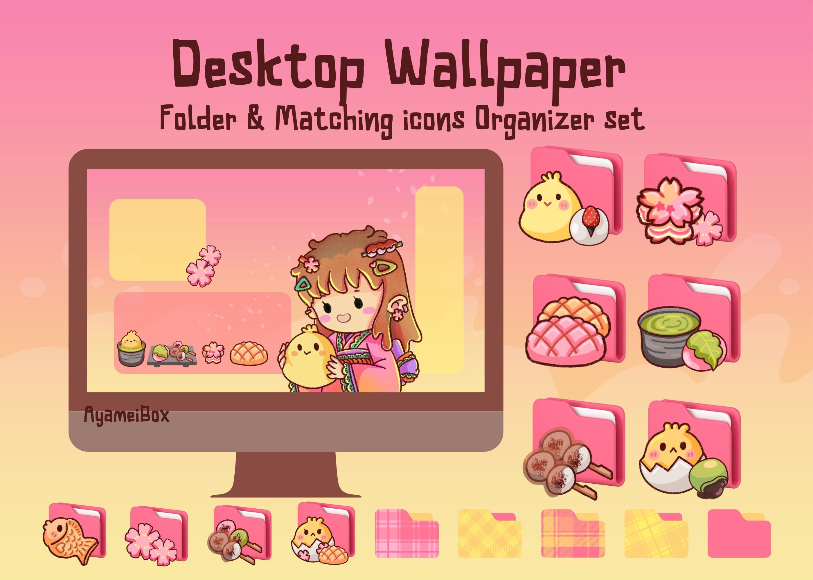 Sakura Theme Desktop Wallpaper Desktop Organizer With Matching Folders ...