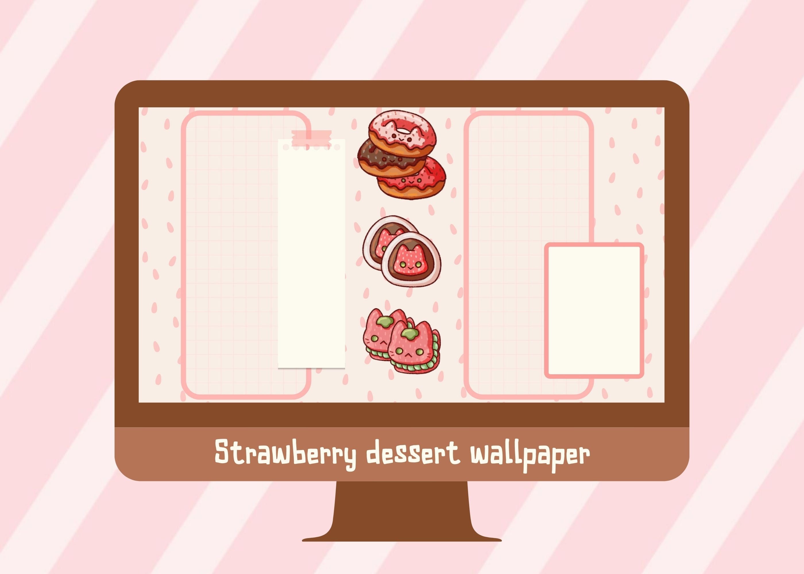 Strawberry Theme Desktop Wallpaper | Desktop Organizer With Matching ...