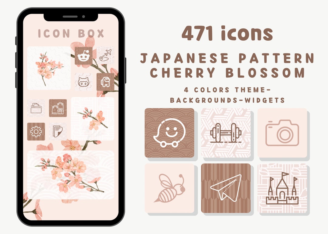 Sakura App Icons Ios 16 Phone Wallpaper Cherry Blossom - Etsy