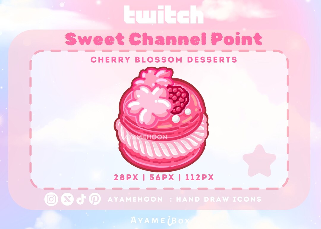Sakura Macaron Twitch Channel Point Custom Twitch Emote Cherry Blossom ...