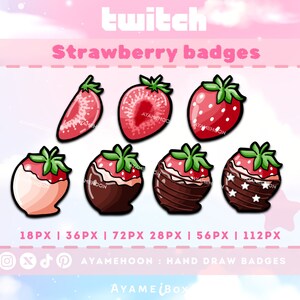 Strawberry Twitch Sub Badges | Twitch Badges | Strawberry Twitch Emotes ...