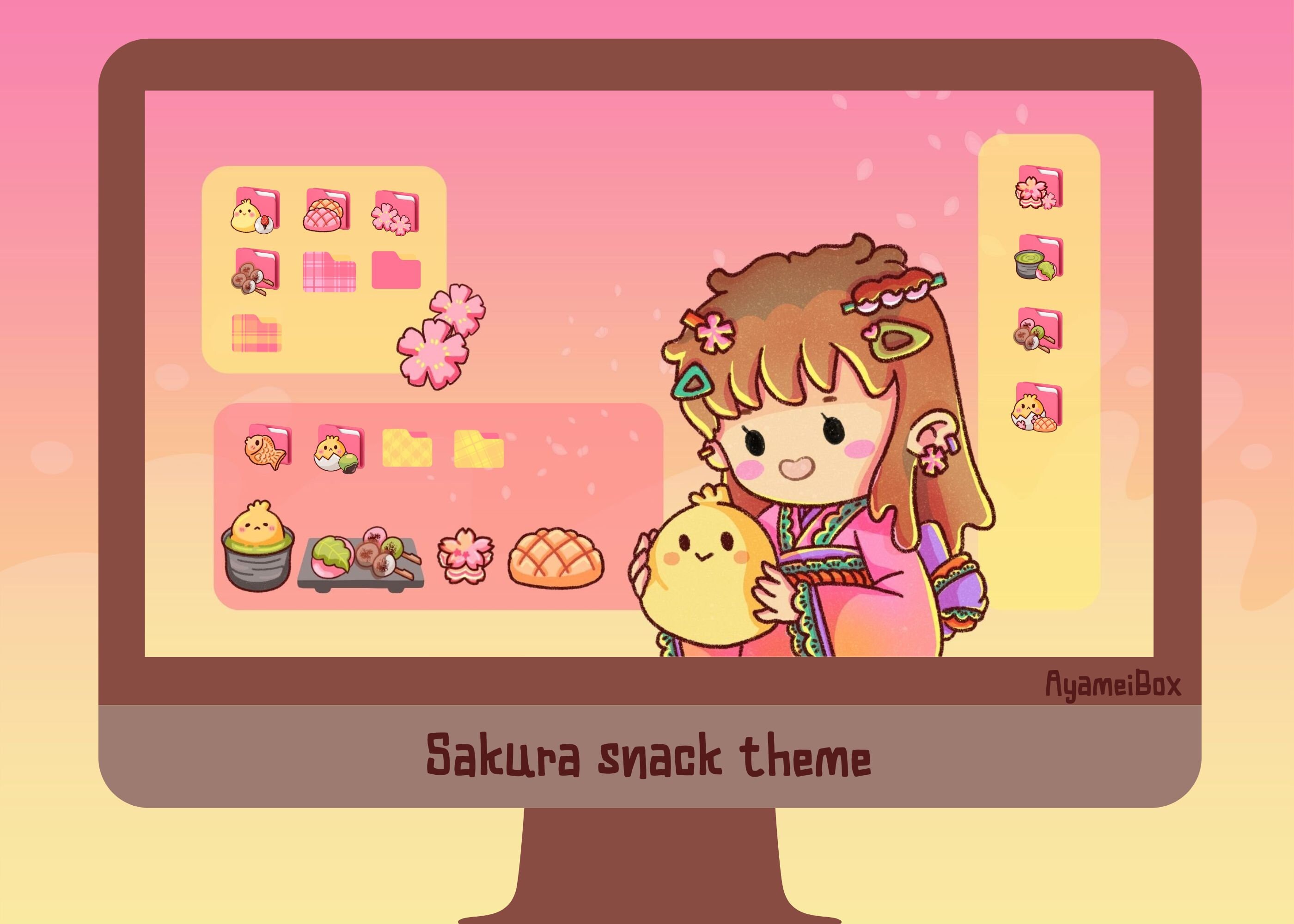 Sakura Theme Desktop Wallpaper Desktop Organizer With Matching Folders ...