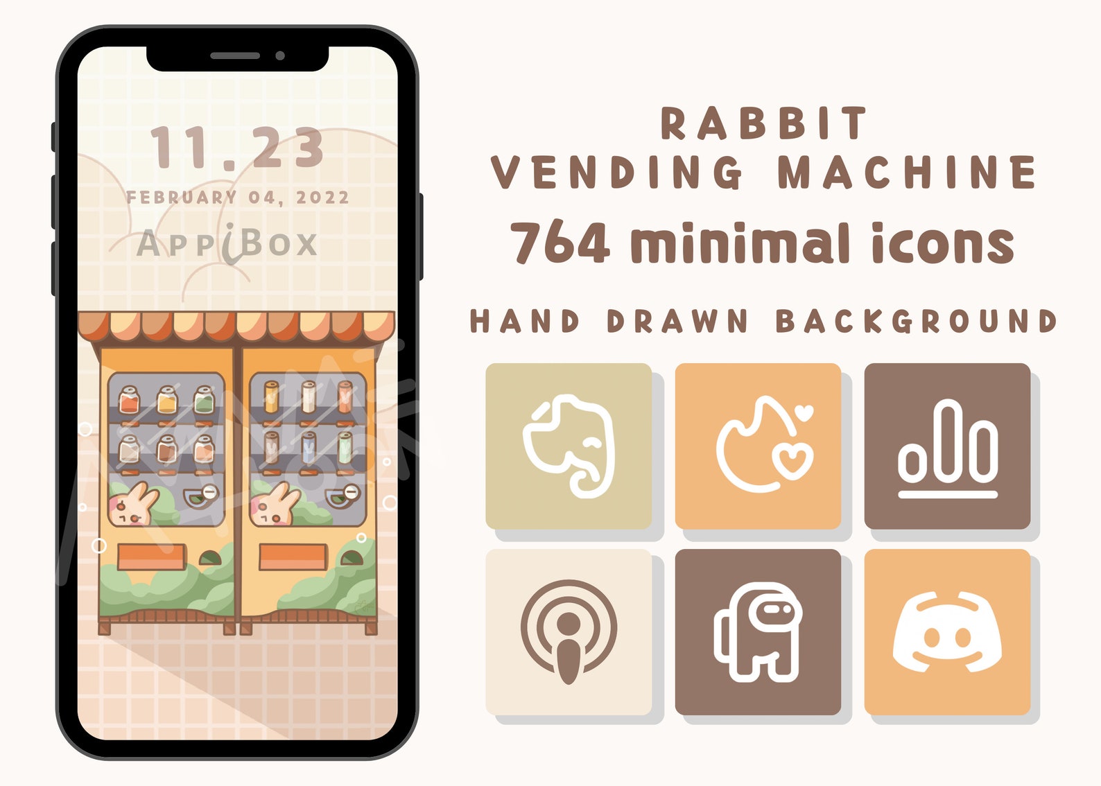 Hand Drawn App Icons iPhone Ios 15 Cute Phone Wallpaper Vending Machine ...