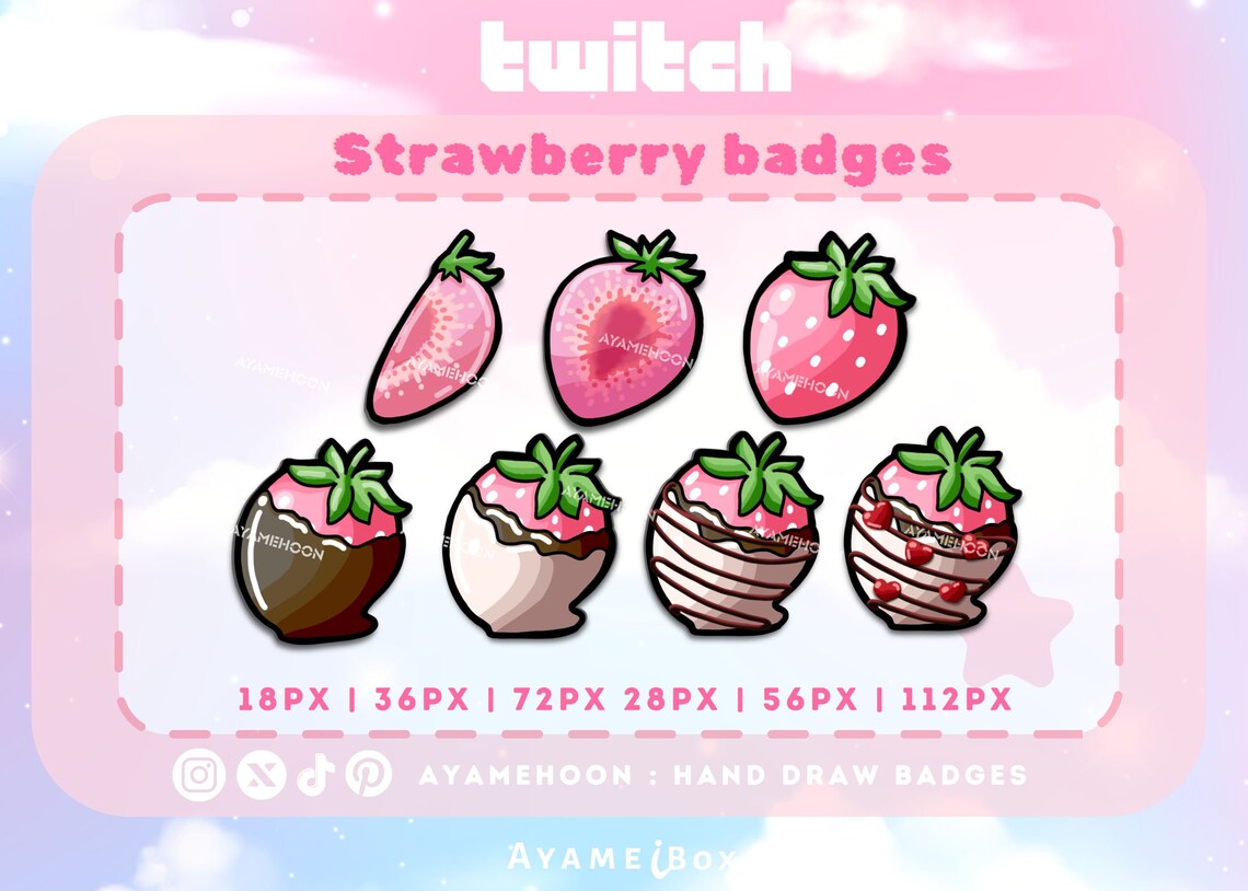 Strawberry Twitch Sub Badges Strawberry Twitch Badges Strawberry ...