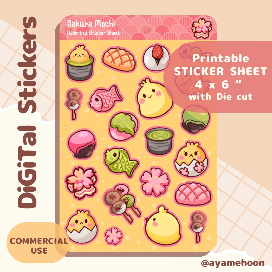 Sakura Sticker Sheet | Digital Stickers | Printable Sticker Sheet ...