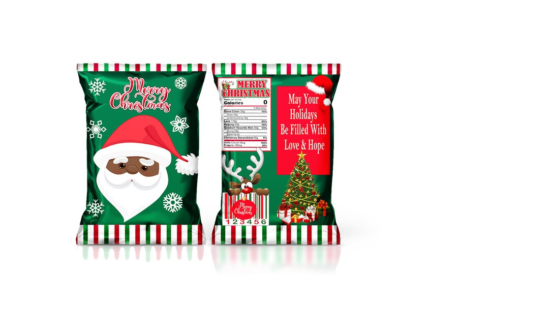 Merry Christmas Santa Chip Bag Template - Etsy