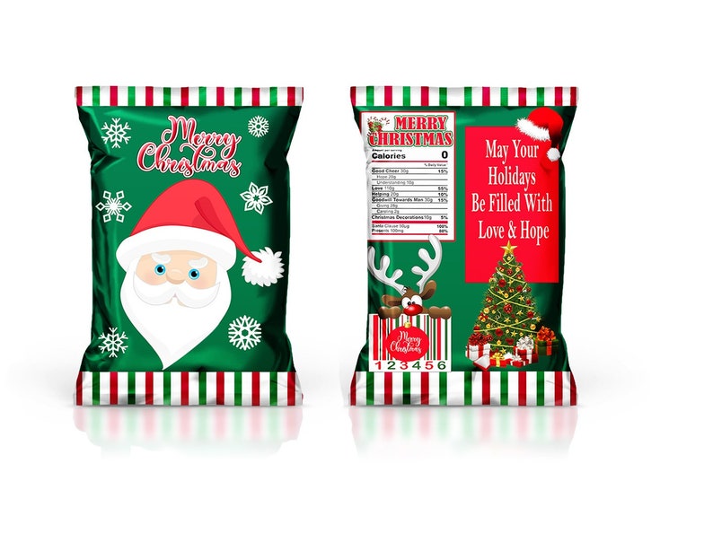 Merry Christmas Santa Chip Bag Template - Etsy