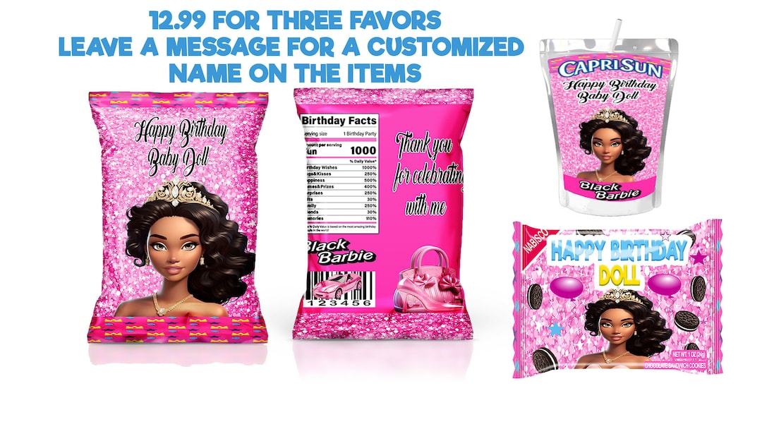Inspired Afro American Barbie Party Wrappers - Etsy