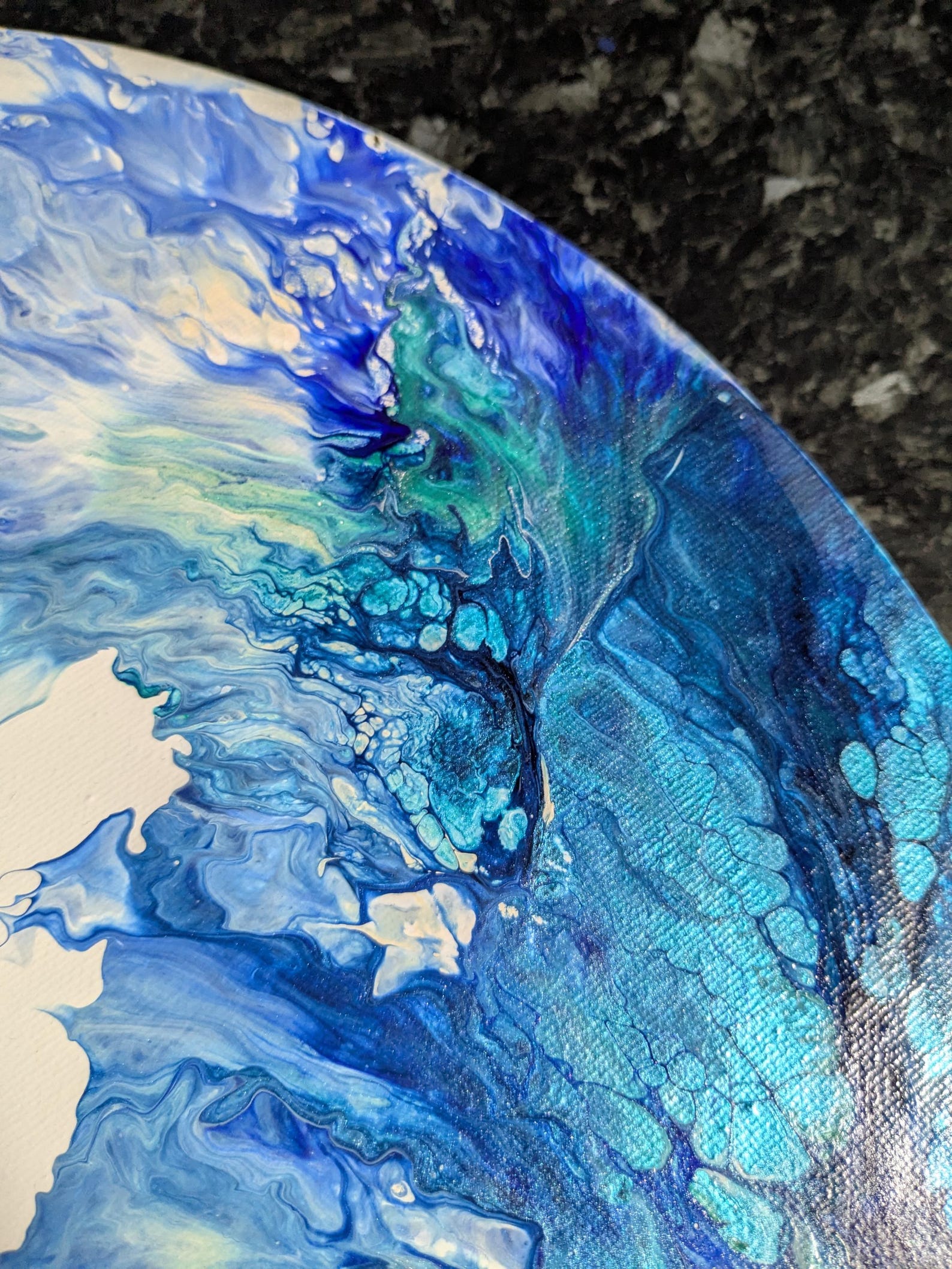 Ocean Wave Acrylic Pour Painting: Round Canvas Art (40cm) - Etsy