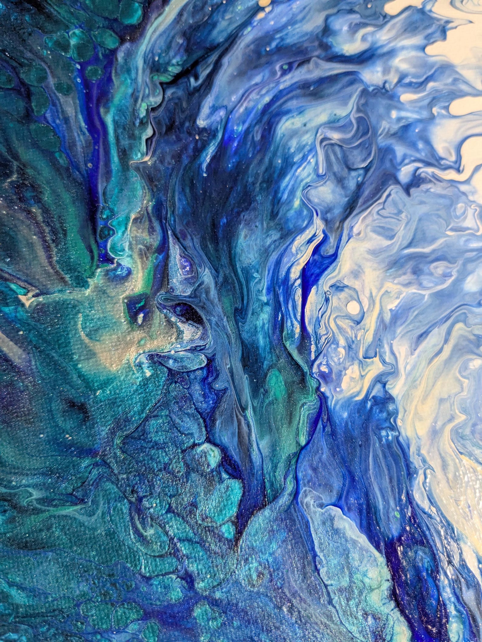 Ocean Wave Acrylic Pour Painting: Round Canvas Art (40cm) - Etsy