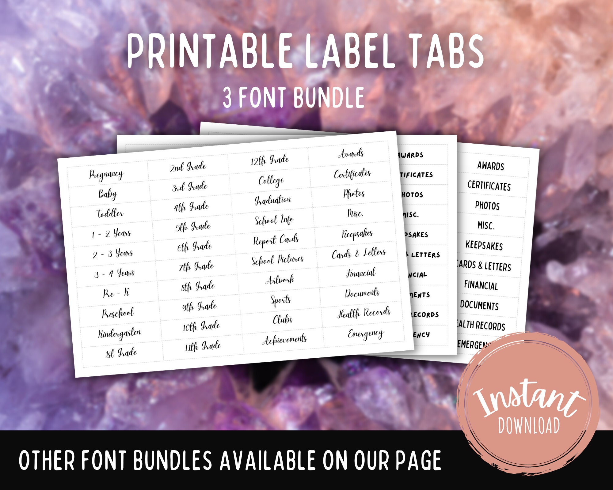 Milestone Tote Labels - INSTANT DOWNLOAD - Etsy