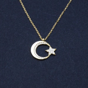 Sterling Silver Turkish Flag Necklace With Gold Plating, Elegant ...