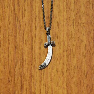Luxurious White Stones Silver Minimalist White Zulfikar Sword Necklace ...