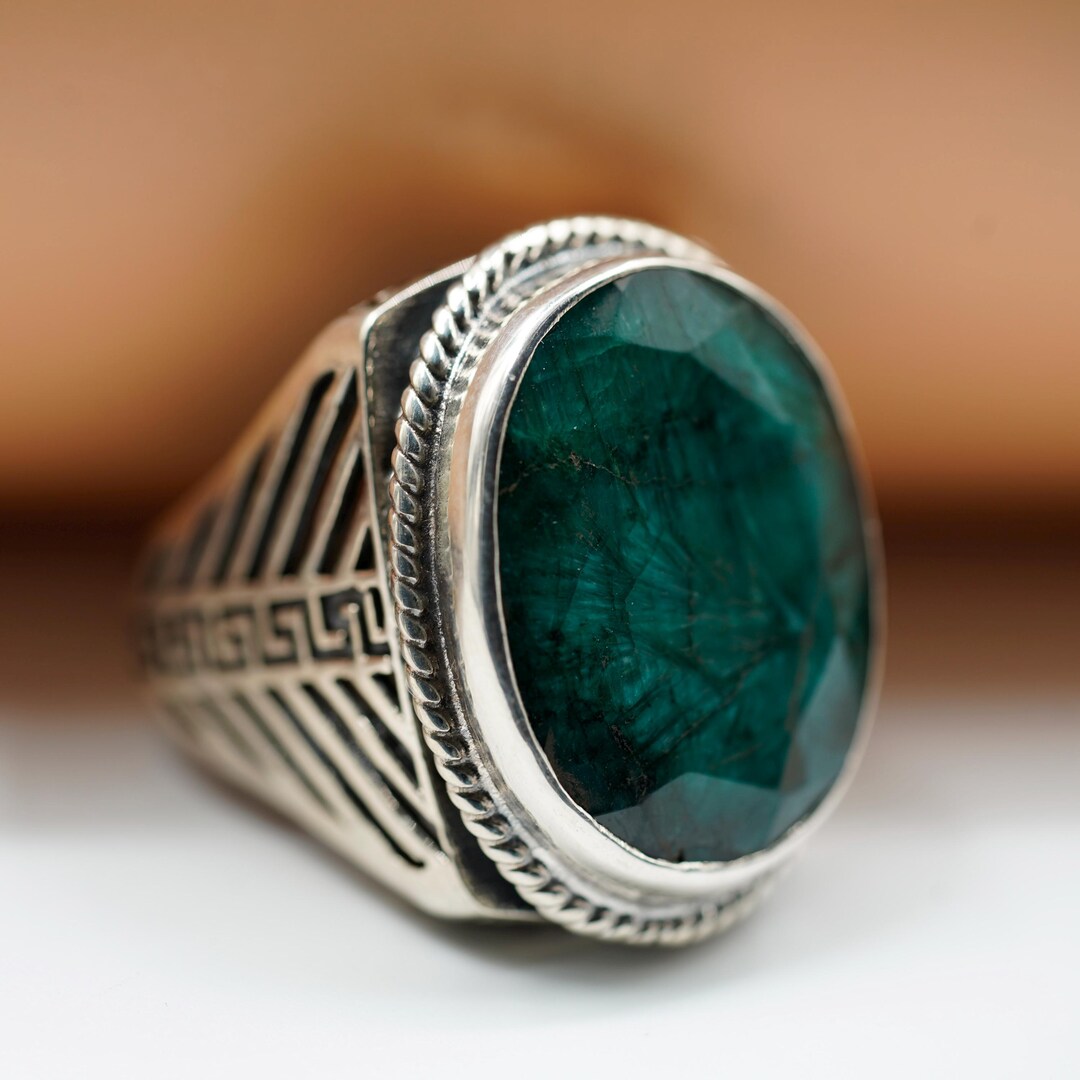 Labradorite Silver Ring for Men, Sterling Silver Statement Ring, Oval ...