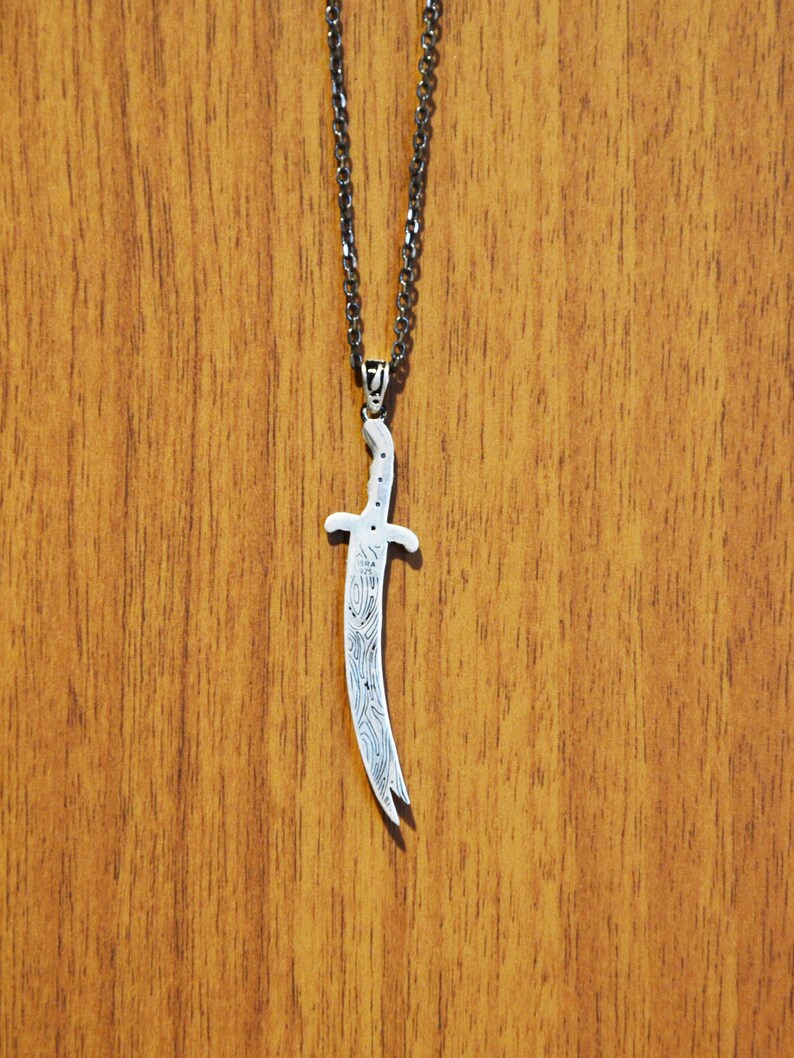 Handmade Personalized Zulfikar Sword Silver Necklace, Traditional ...
