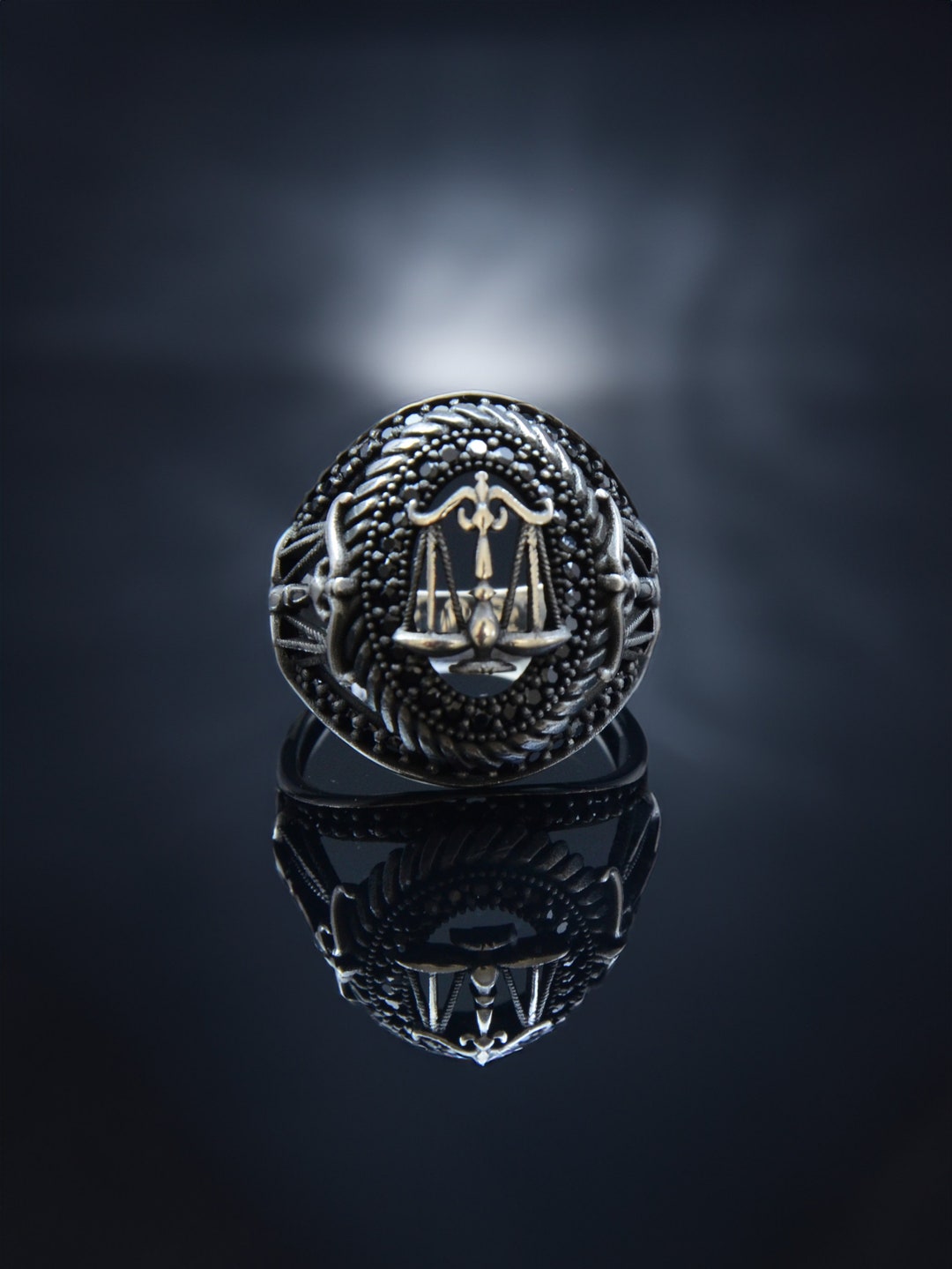 Libra Engraved Signet Ring for Men, Zodiac Sign Ring for Husband ...