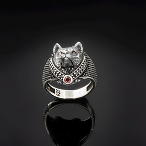 Handmade Silver Wolf Ring With Red Eyes, Red Stone Wolf Ring, Animal ...