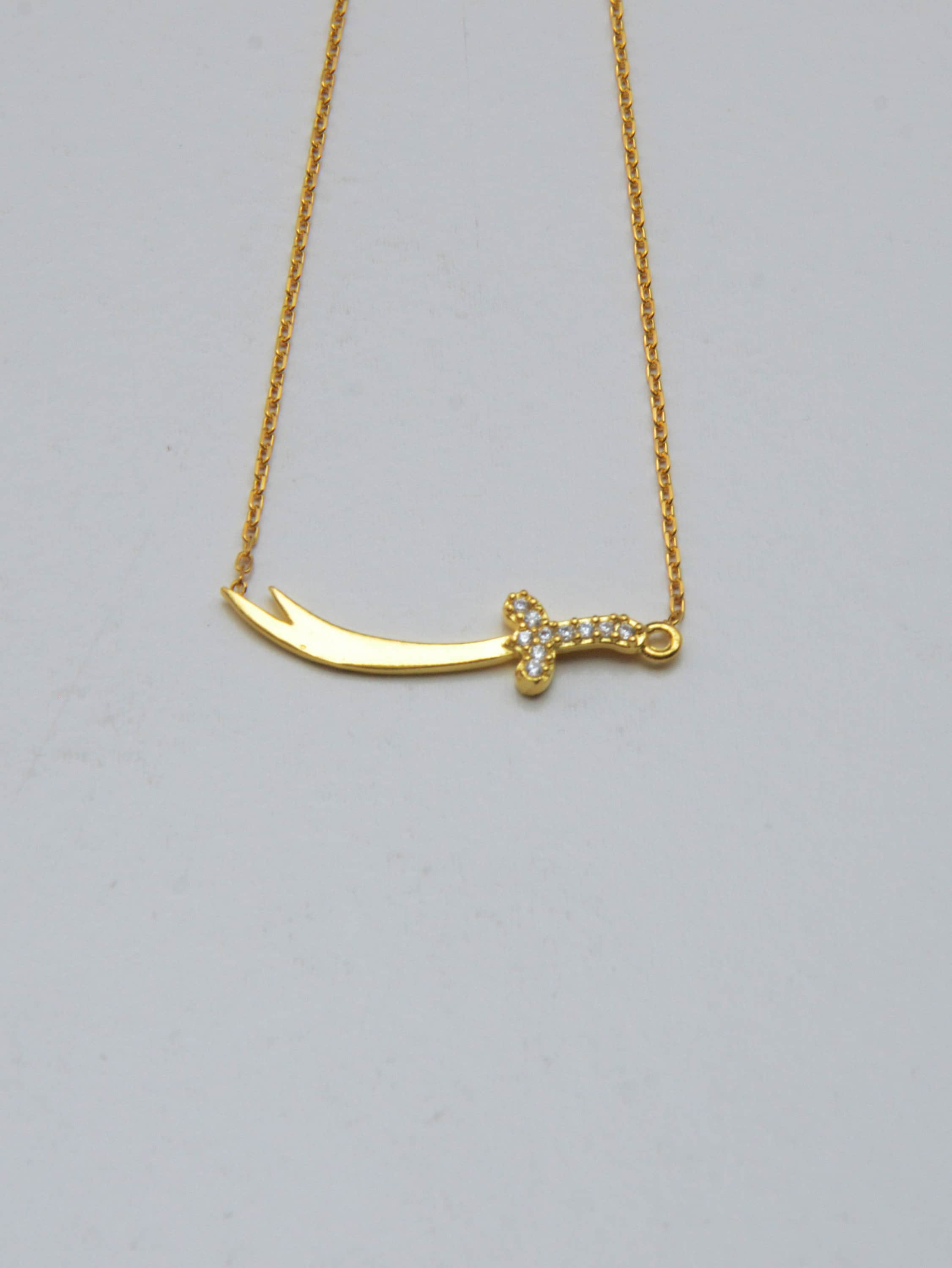 White Stone Zulfiqar Sword Women's Necklace, Handcrafted Sterling ...