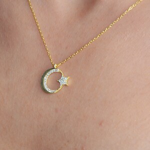 Sterling Silver Turkish Flag Necklace With Gold Plating, Elegant ...