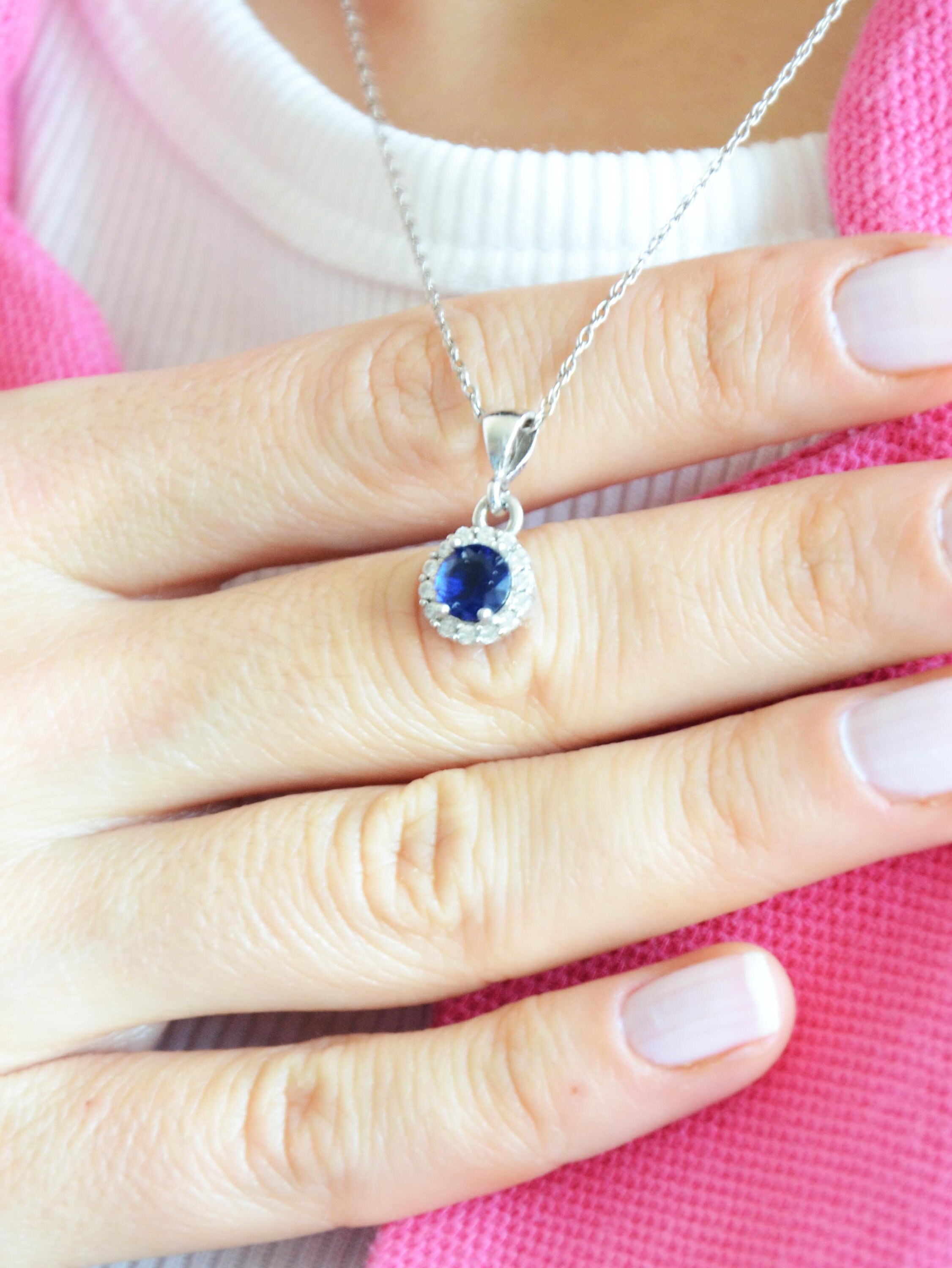 Luxury Blue Stone Necklace, Silver Blue Pendant, Handmade Blue Charm ...