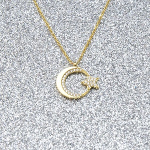Sterling Silver Turkish Flag Necklace With Gold Plating, Elegant ...