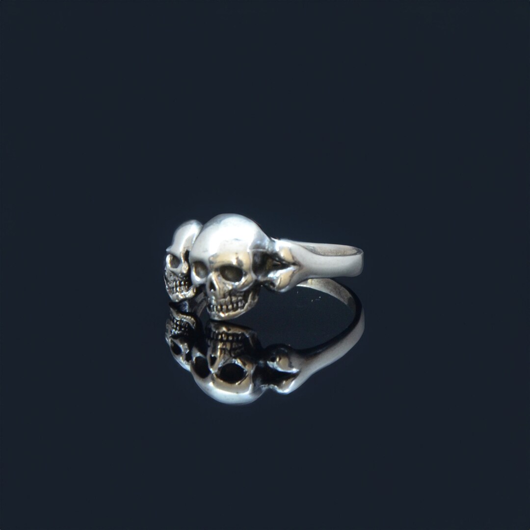 Dark Skull Double Head Ring, Skull Heads Ring, Luxury Skull Jewelry ...