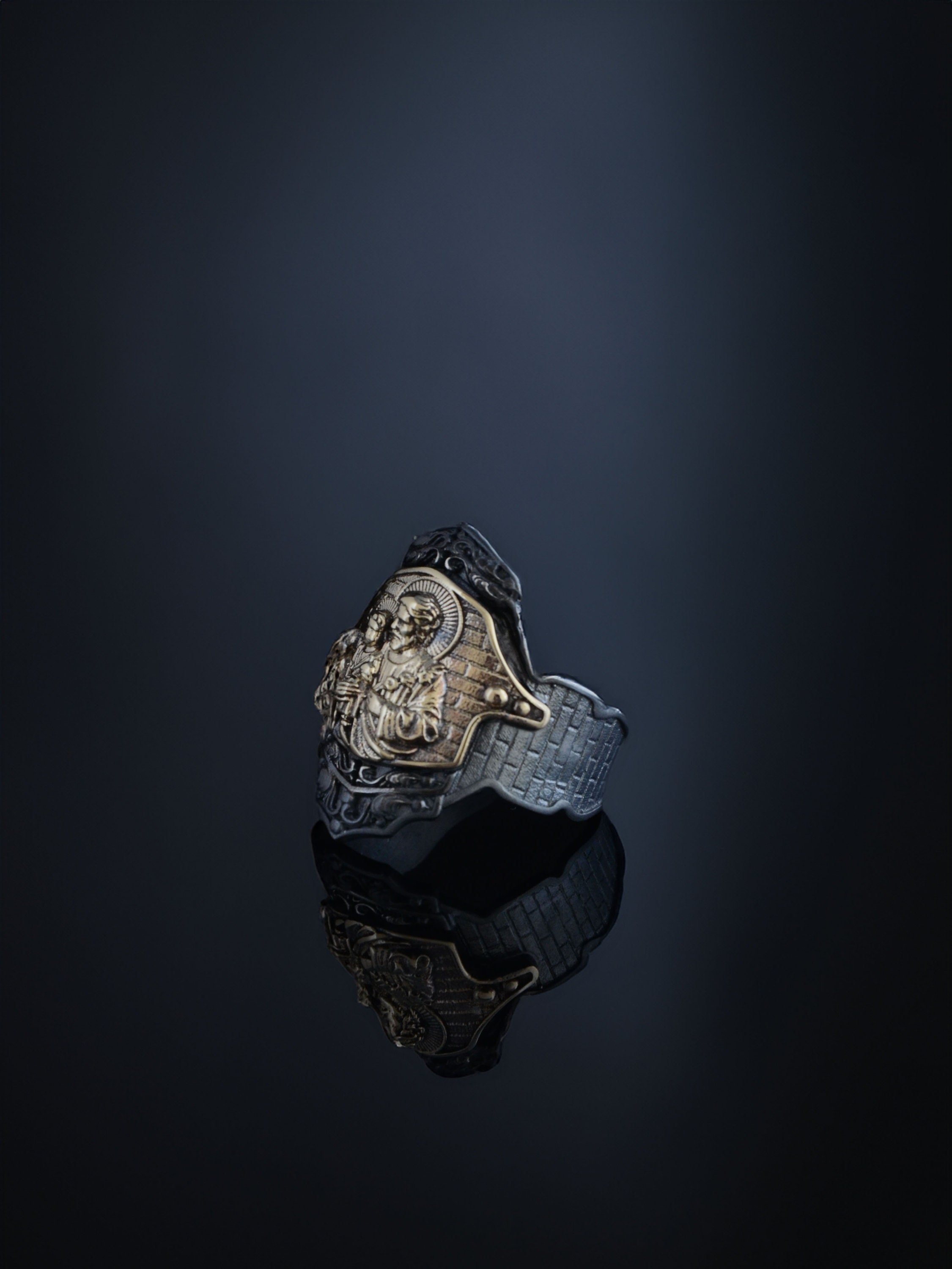 Holy Family Signet Ring, 925K Silver Christian Ring, St Joseph Virgin ...