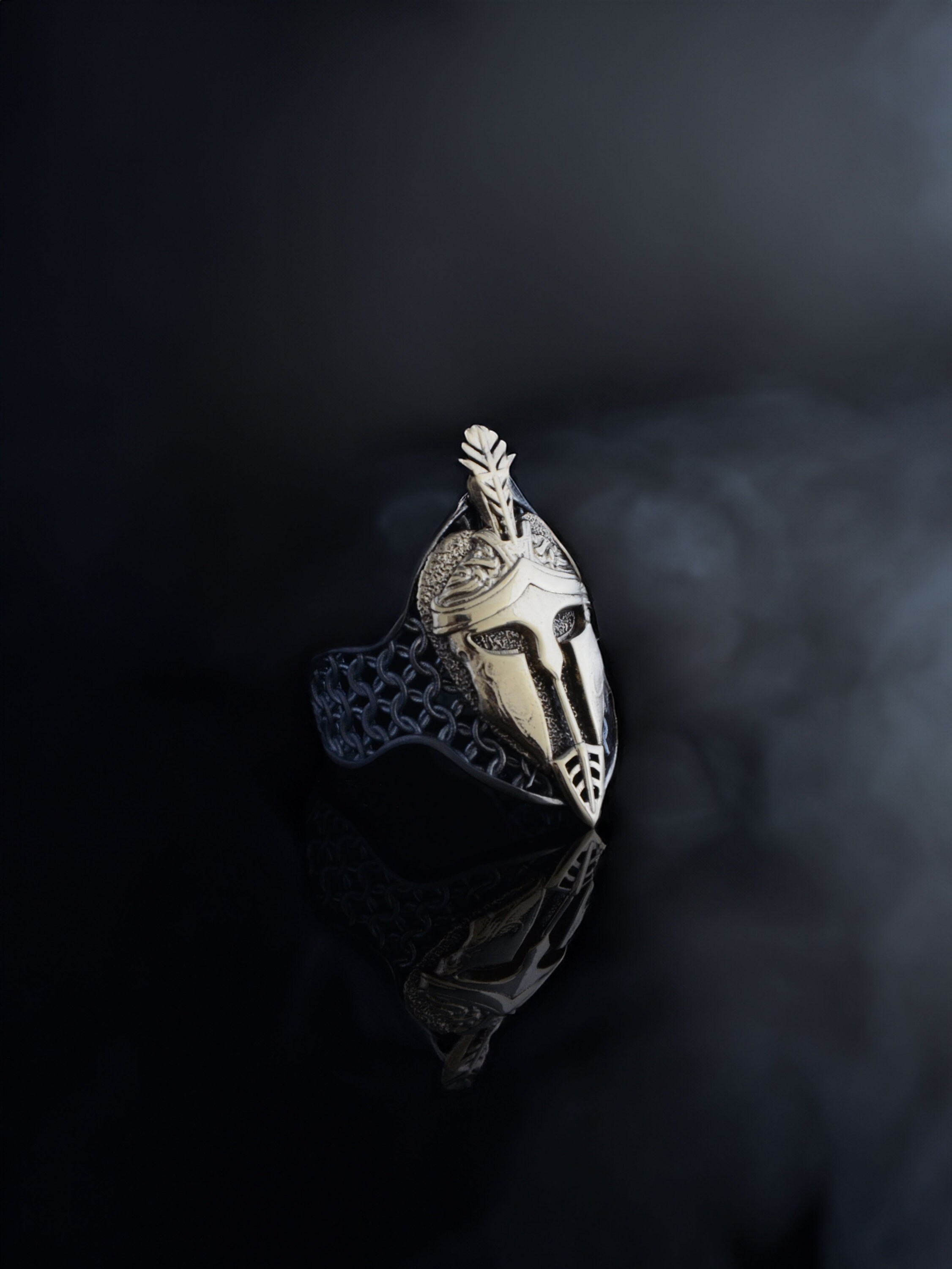 Spartan Helmet Ring, Silver Warrior Men Rings, Spartan Armor Birthday ...