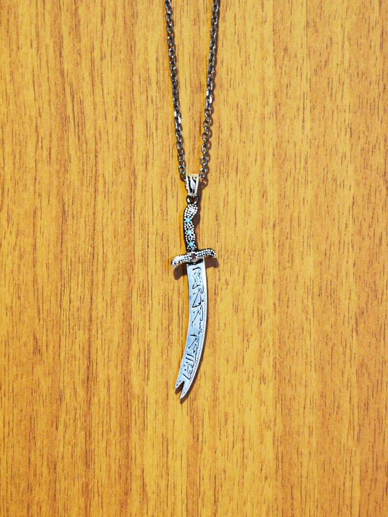 Handmade Personalized Zulfikar Sword Silver Necklace, Traditional ...