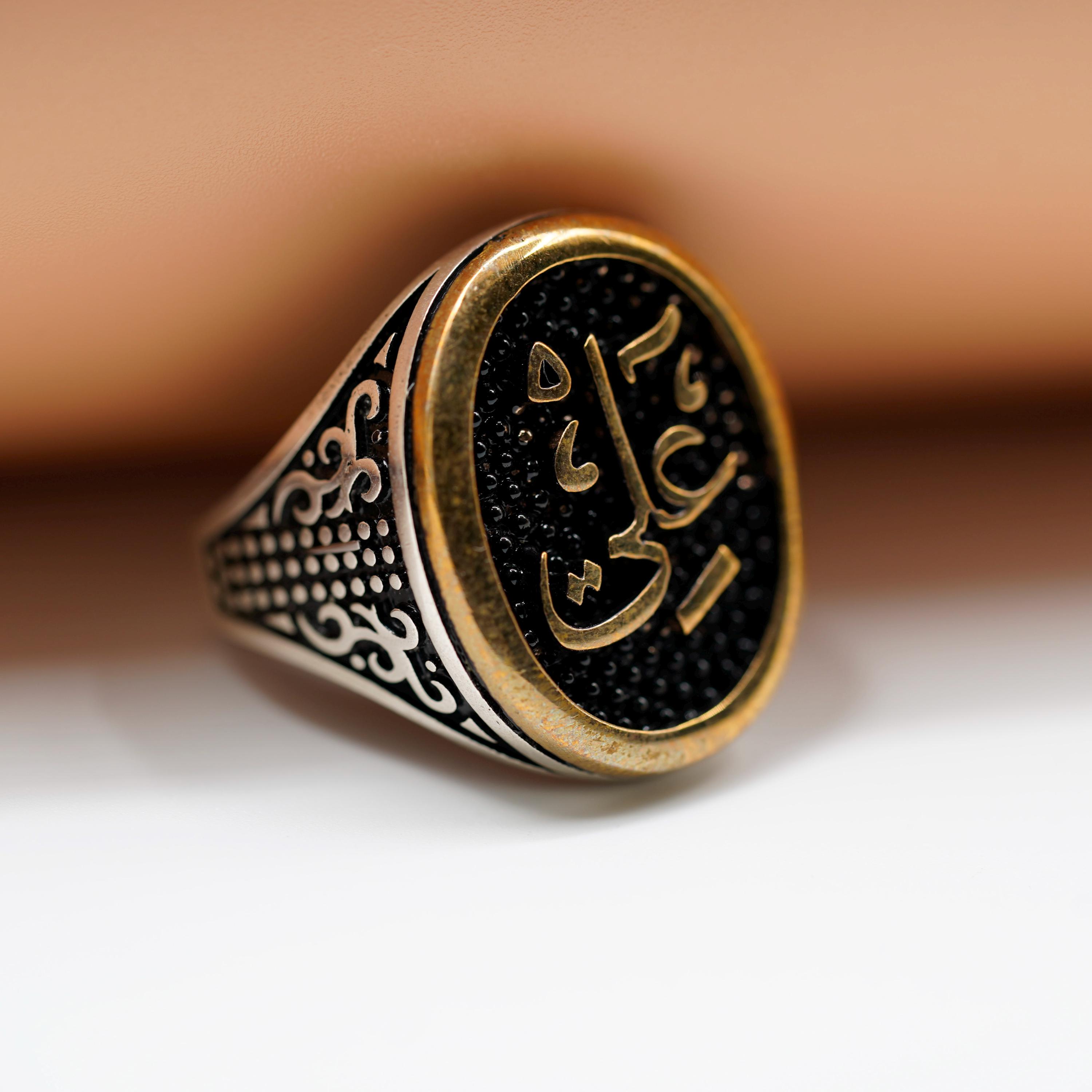 Imam Ali Arabic Calligraphy Silver Ring for Men, Ali Name Ring 925 ...