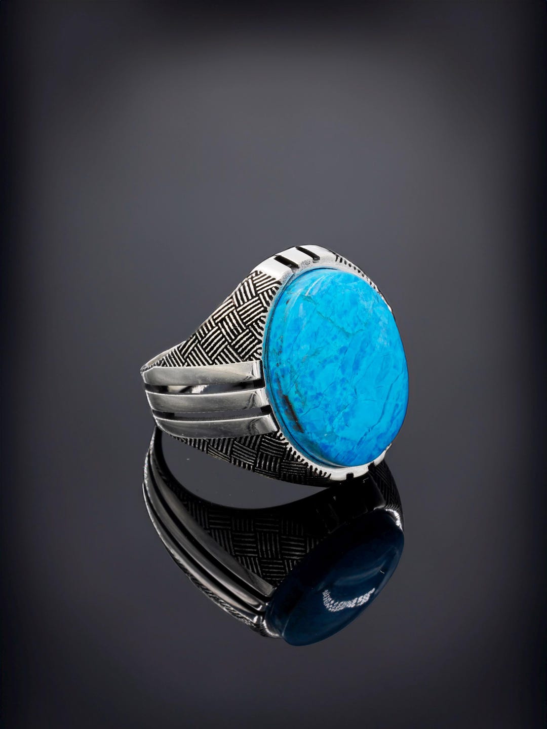 Handmade Sterling Silver Men's Ring: Turquoise Firuze Gemstone - Etsy
