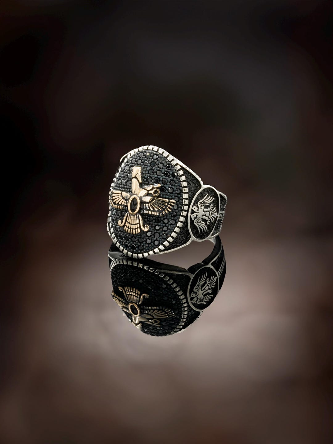 Handcrafted Ahura Mazda Men's Silver Ring, Zoroastrian Symbol Ring ...