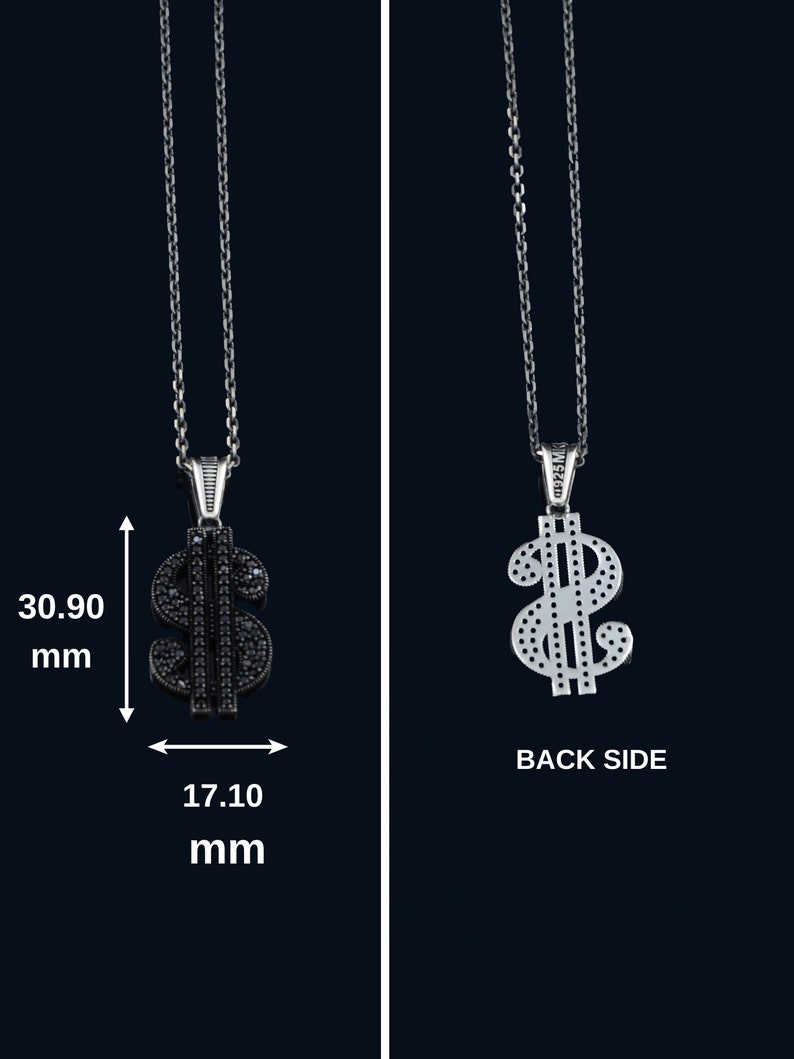 Luxury Dollar Sign Necklace, Silver Chain Dollar Sign Pendant, Hiphop ...