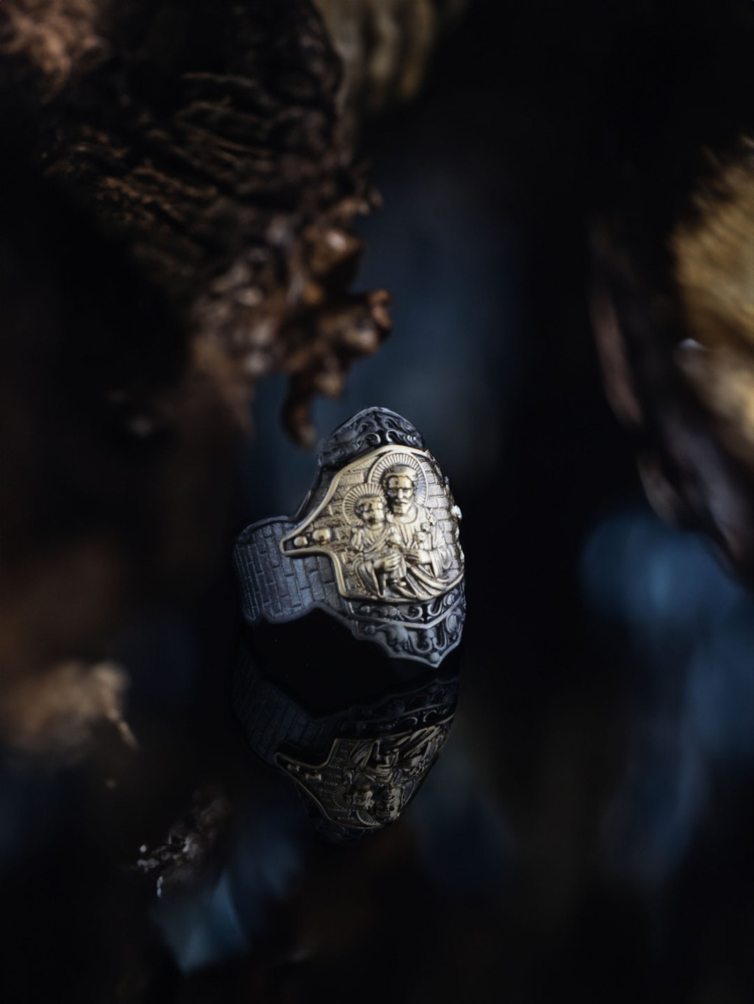 Holy Family Signet Ring, 925K Silver Christian Ring, St Joseph Virgin ...