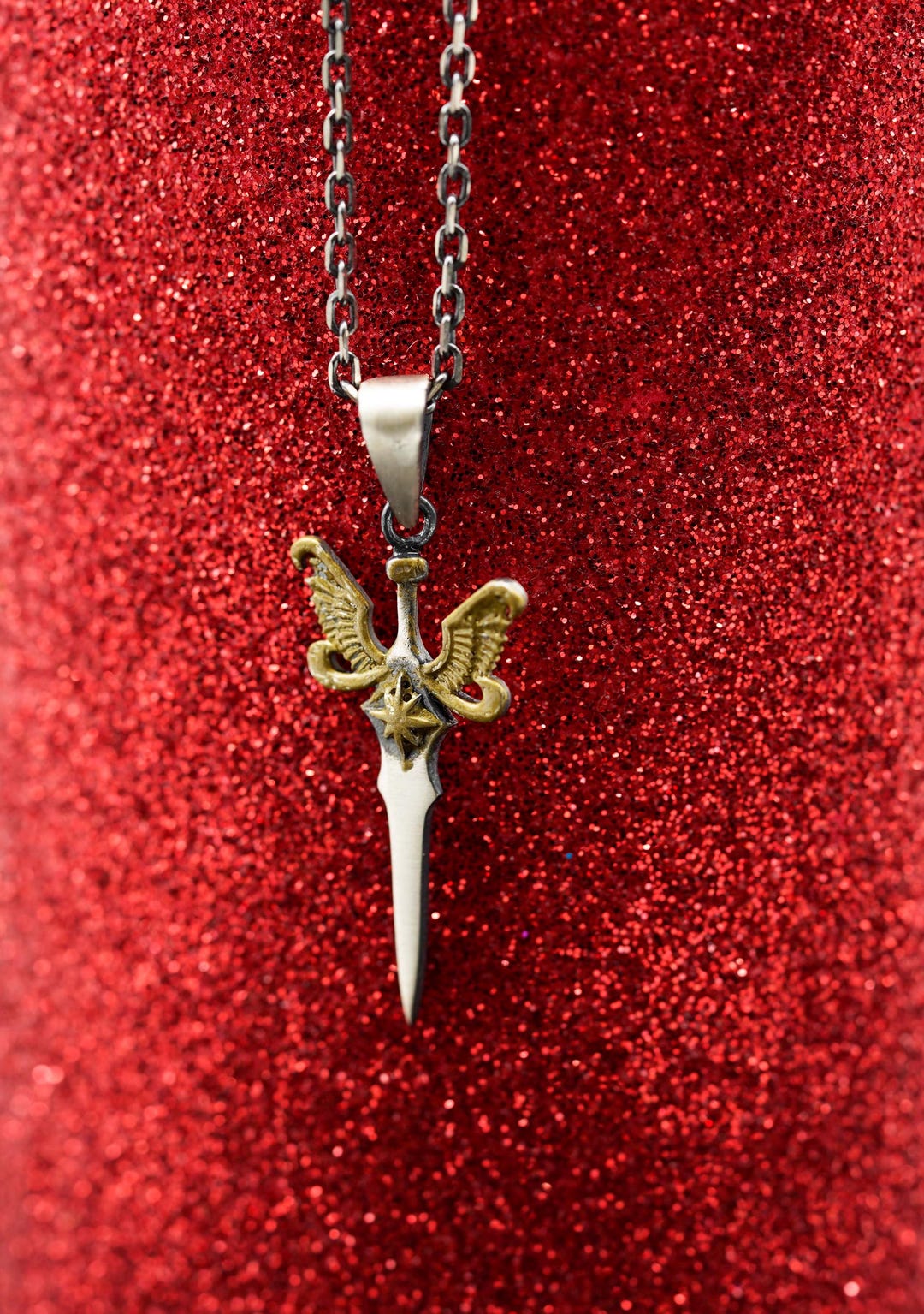 Handmade Sterling Silver Angel Wing Sword Necklace: Unisex Pendant - Etsy