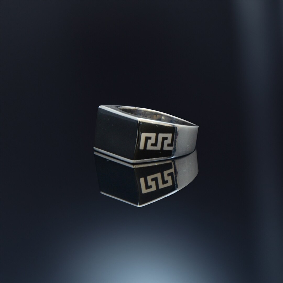 Luxury Black Signet Ring, Mens Unique Black Stone Ring, Men Minimalist ...