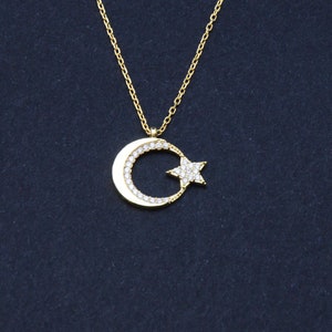 Sterling Silver Turkish Flag Necklace With Gold Plating, Elegant ...