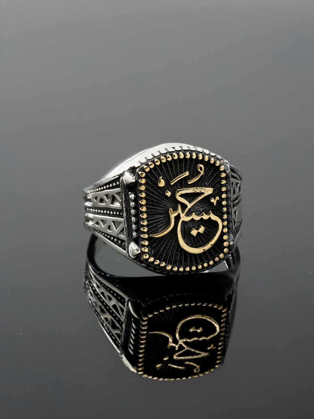 Arabic Imam Hussein Ring – Handmade Sterling Silver Men's Islamic ...