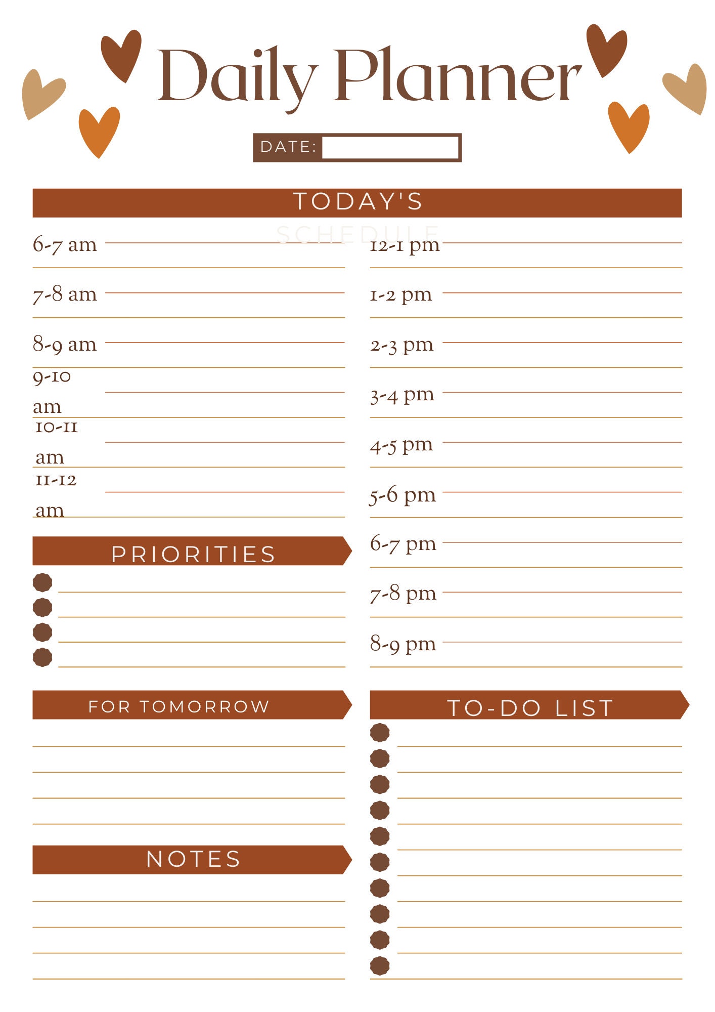 Daily Planner Printable Digital Download Planners - Etsy