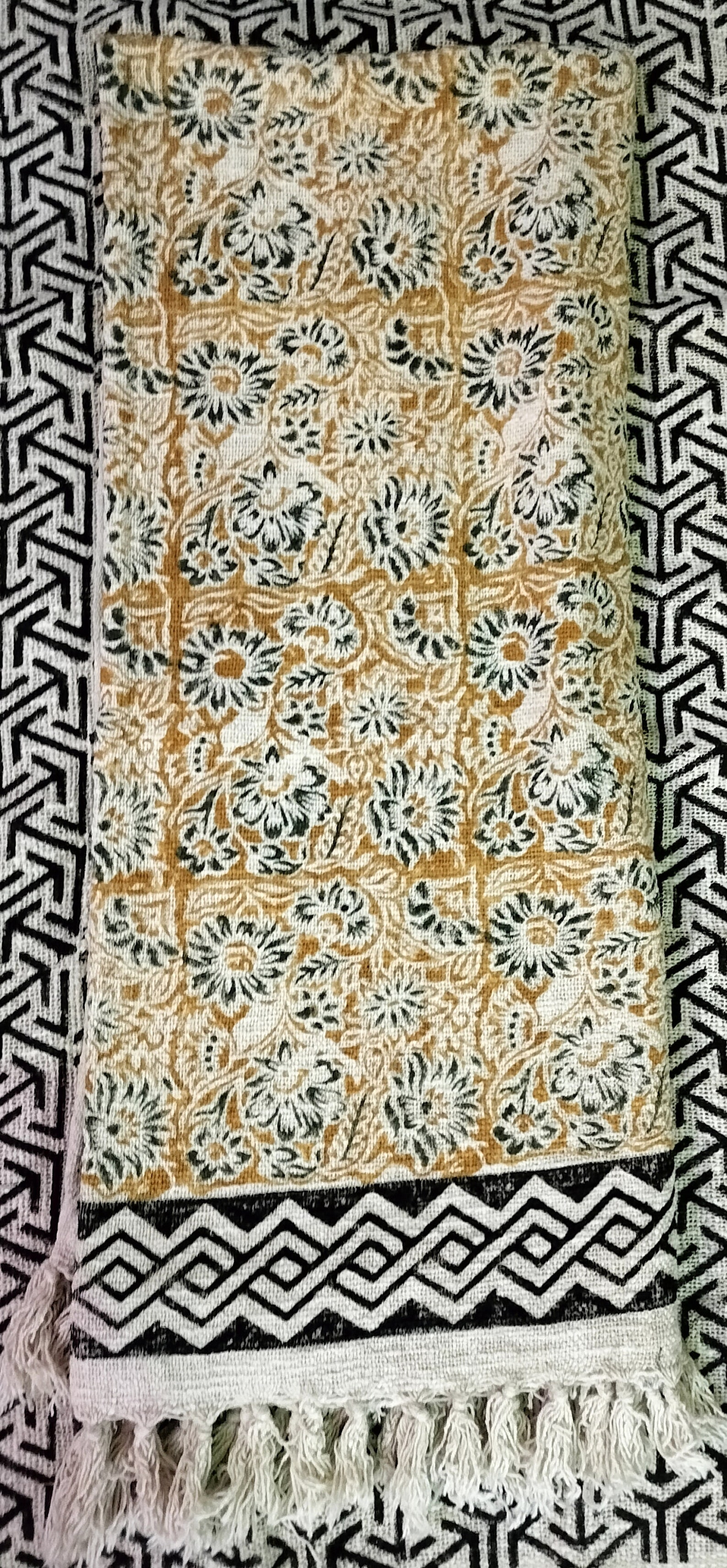 Hand Block Print Rust Throw Blanket Boho Mud Cloth Blanket With Tassels ...