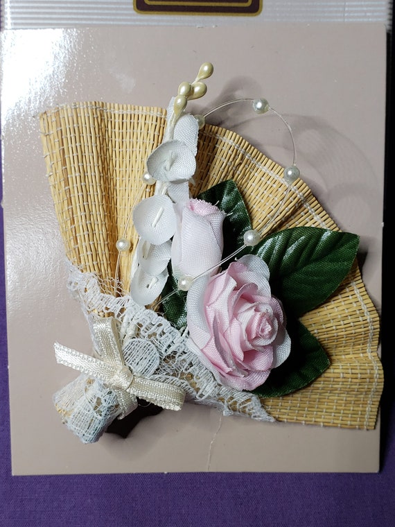 Vintage Avon Fan Pin Earrings Set Faux Marcasite Chev… - Gem