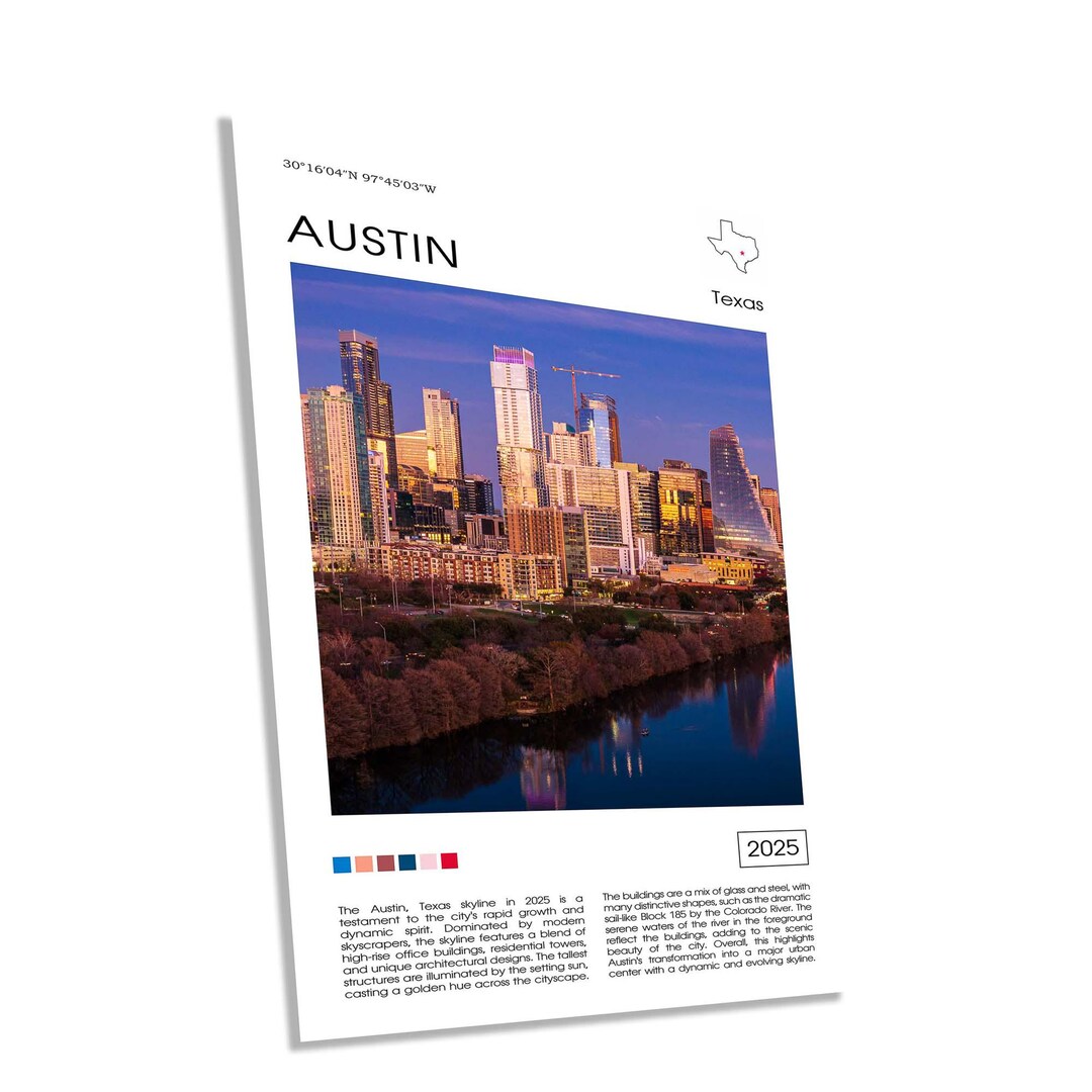 Austin Skyline Print, Austin 2025 Poster, Austin Wall Art, Austin ...