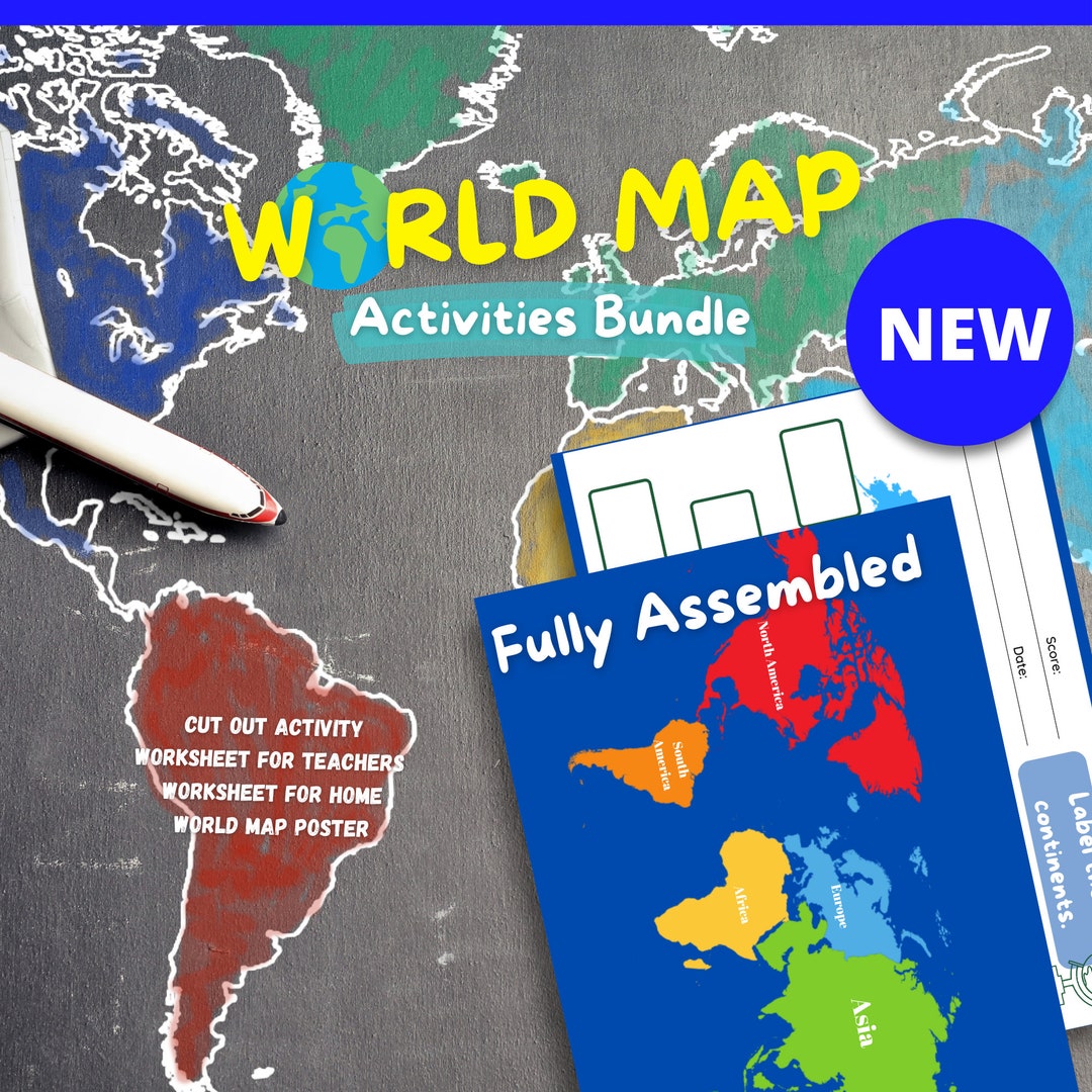 World Map Worksheets Fully Assembled Classroom Or Home Preschool