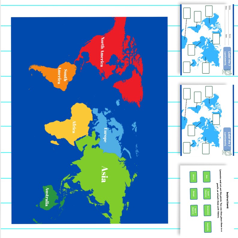 World Map Printable Activities Classroom or Home Preschool - Etsy