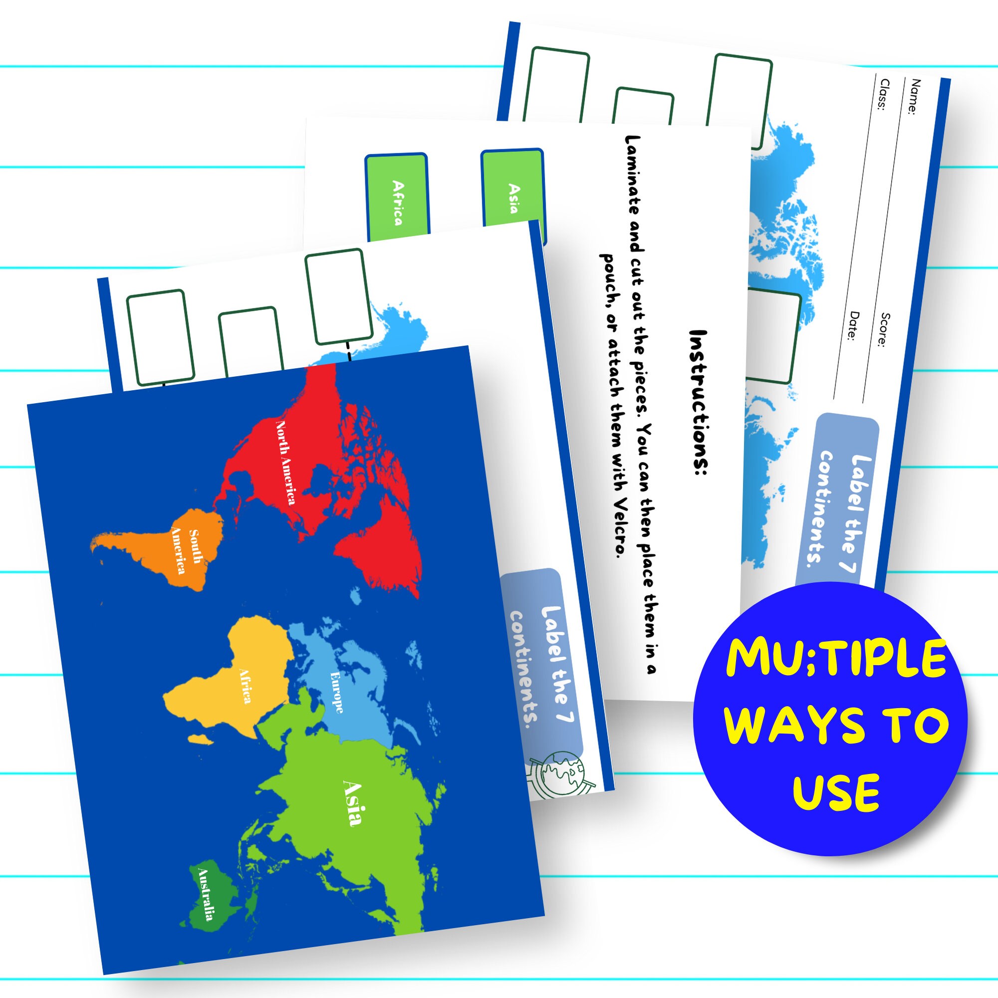 World Map Printable Activities Classroom or Home Preschool - Etsy