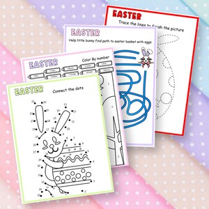 Printable Easter Activities Bundle 52 Pages of Coloring, Connect the ...