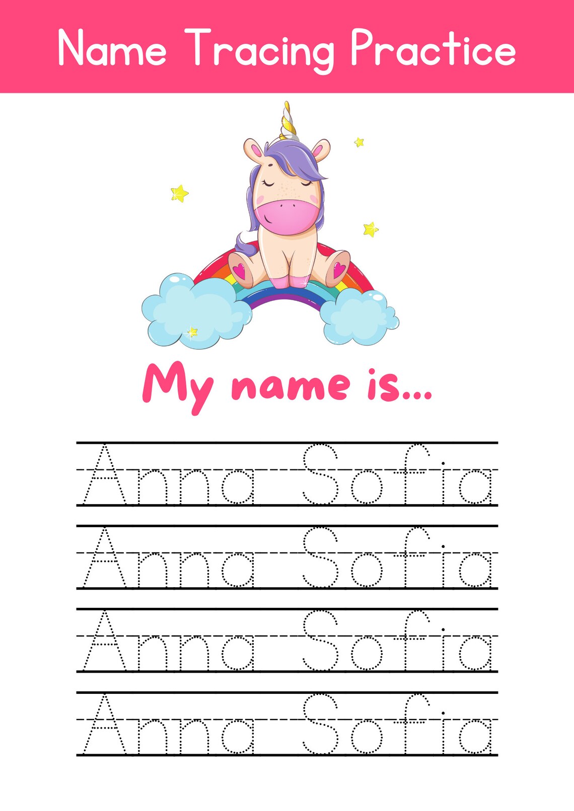 Custom Name Tracing Printable Preschool Toddler Name - Etsy