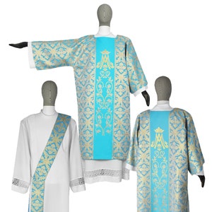 Marian Dalmatic With Deacon Stole Decorated of Woven Liturgical Pattern ...