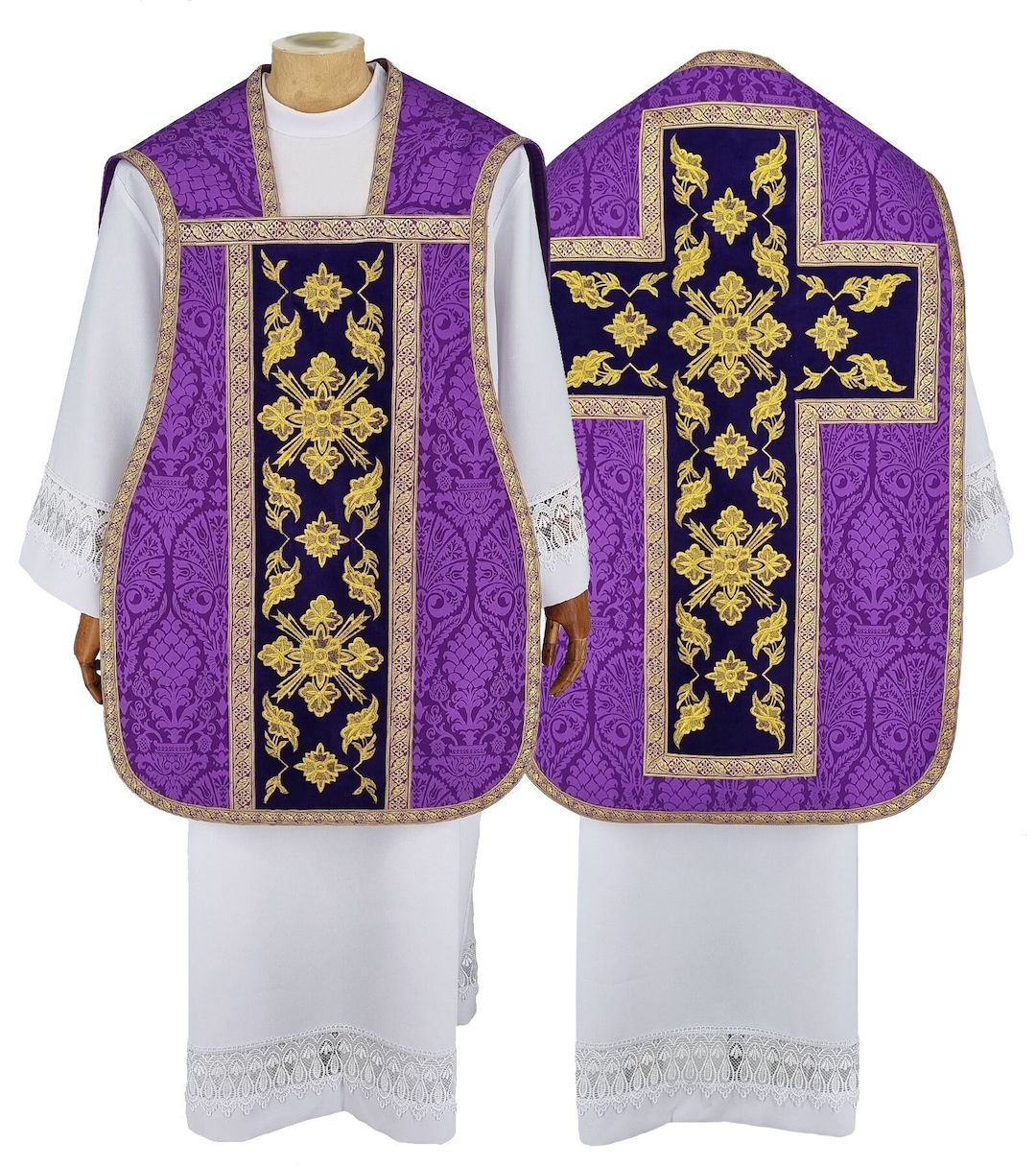 Roman Chasuble With Stole, Burse, Maniple and Chalice Veil. - Etsy