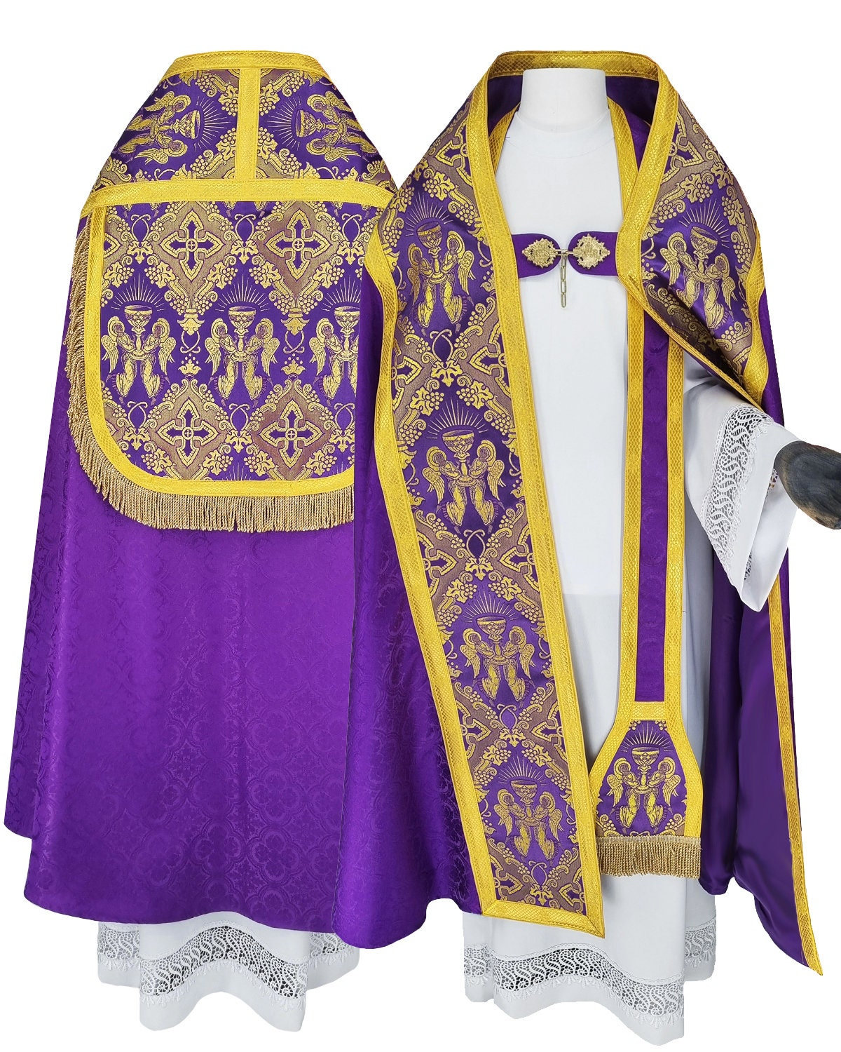 Purple Roman Cope With Stole Made of Damask Fabric - Etsy